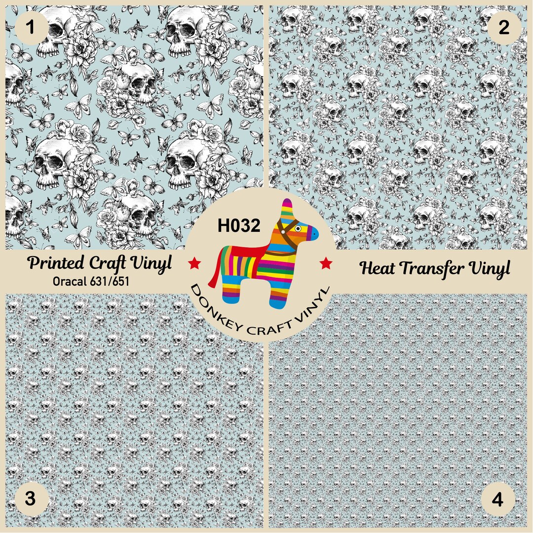 Butterfly, Skull Printed HTV, Pattern HTV, Iron on Vinyl, Pattern Vinyl ...