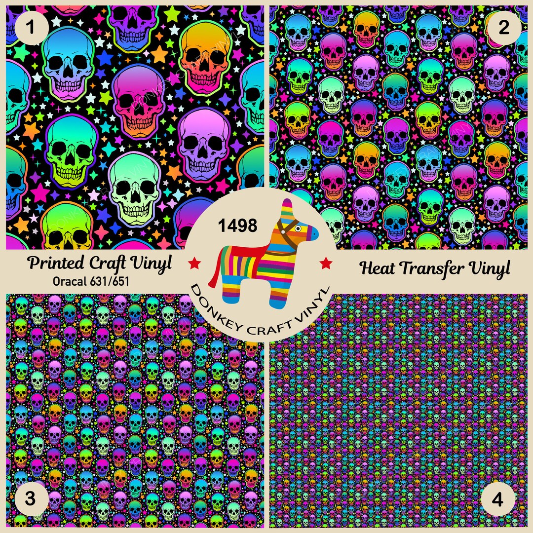 Halloween Skull Printed HTV, Pattern HTV, Iron on Vinyl, Pattern Vinyl ...
