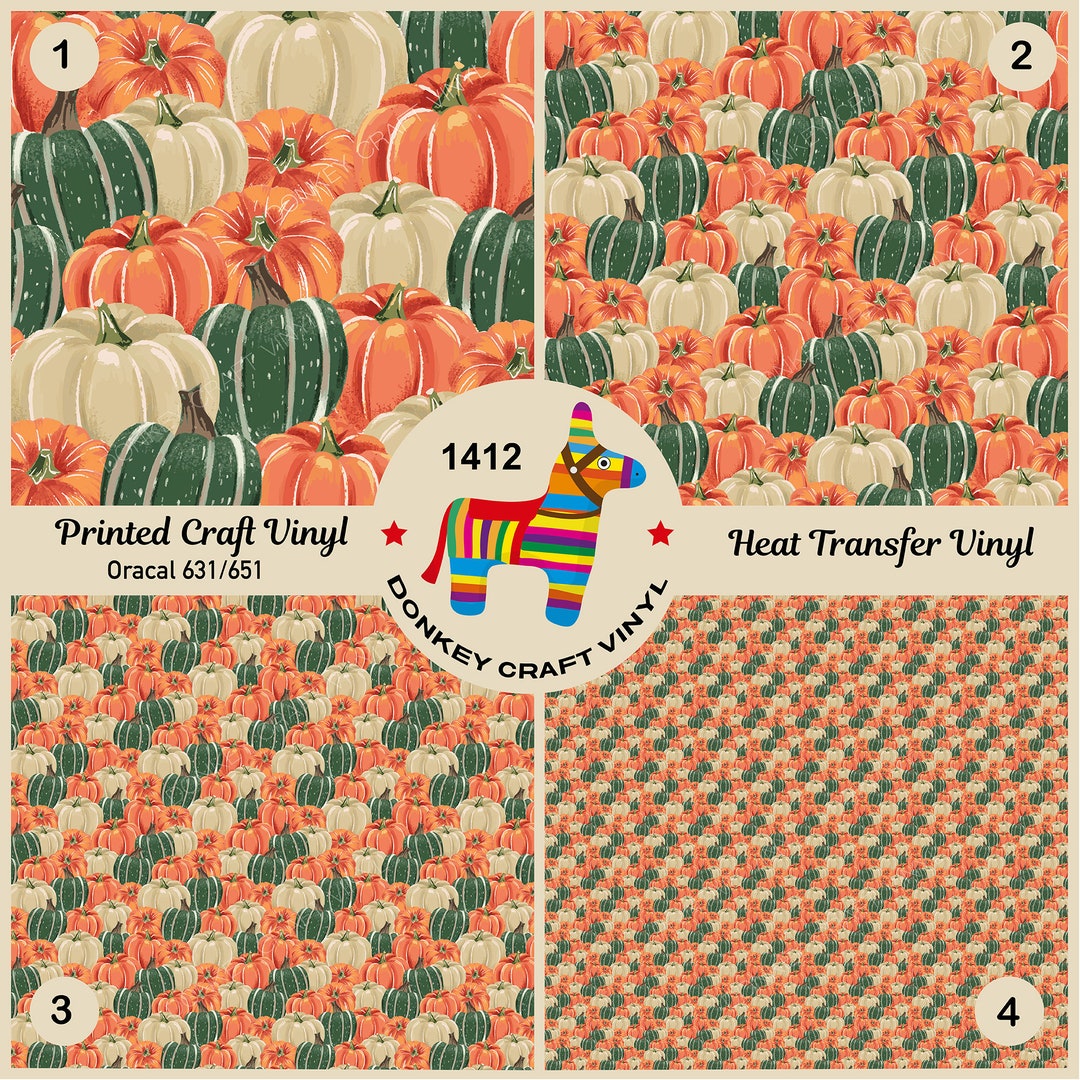 Thanksgiving Pumpkins Pattern Printed HTV, Pattern Glitter HTV, Iron on ...