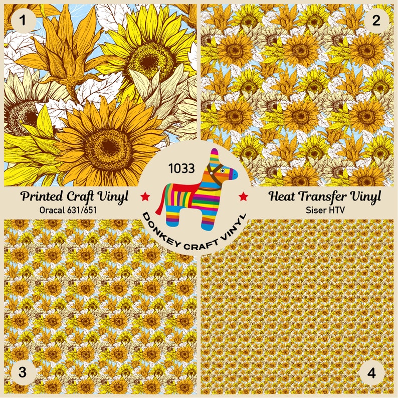 Yellow Sunflowers Printed HTV, Iron on Pattern Vinyl, Patterned HTV ...