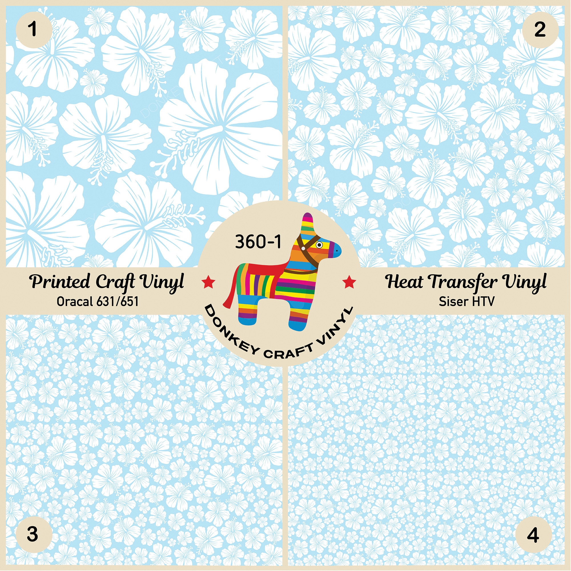 Hawaiian Hibiscus Flower Printed HTV Pattern Vinyl Iron on | Etsy