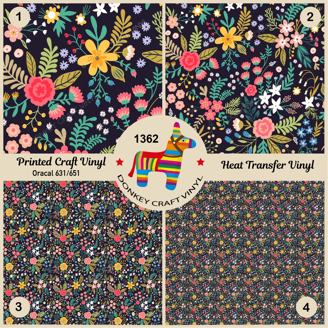 Patterned Vinyl | Small Floral Printed HTV, , Adhesive Craft Vinyl ...