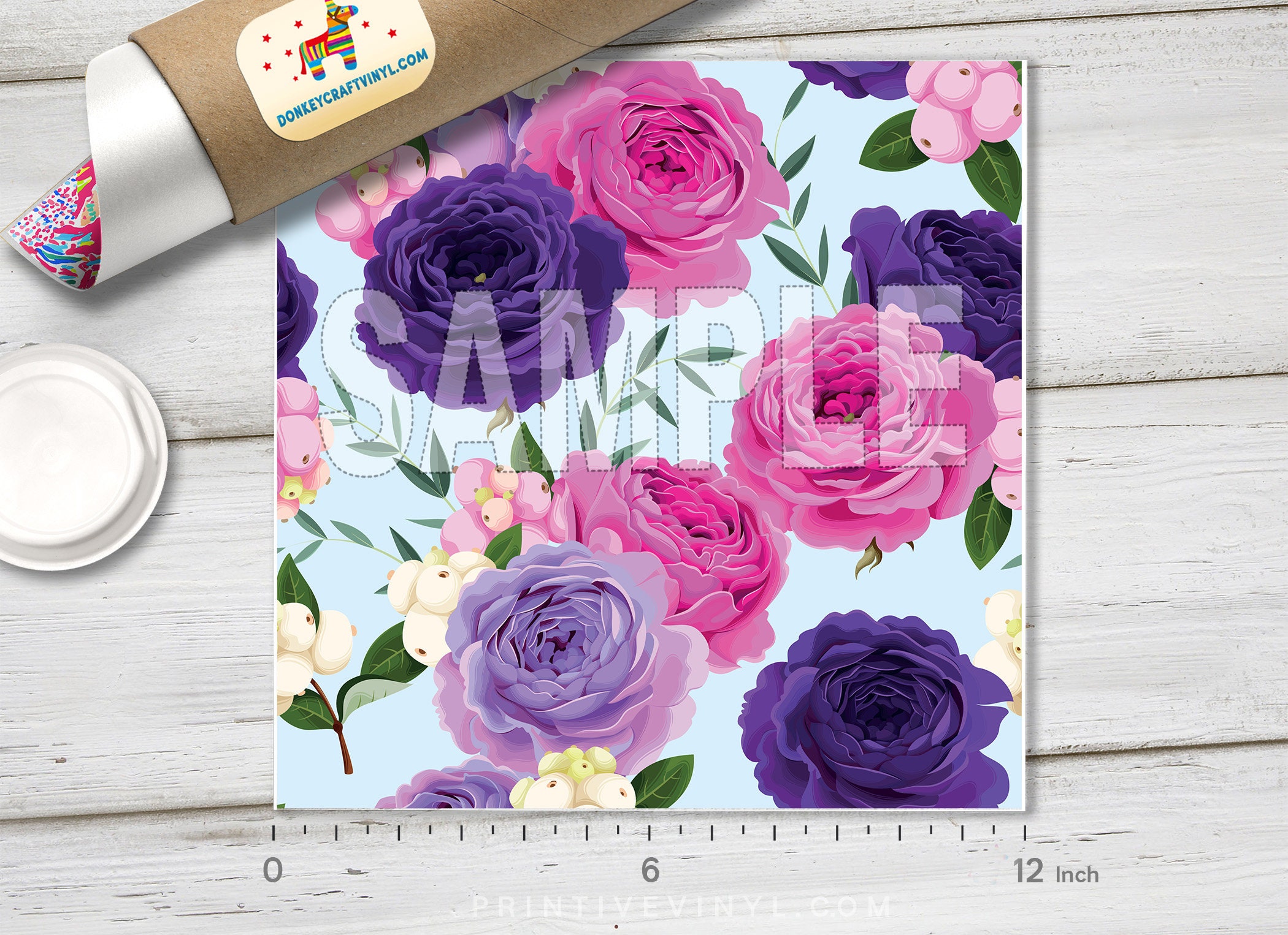 Watercolor Pink and Purple Rose Flowers Printed HTV Glitter - Etsy