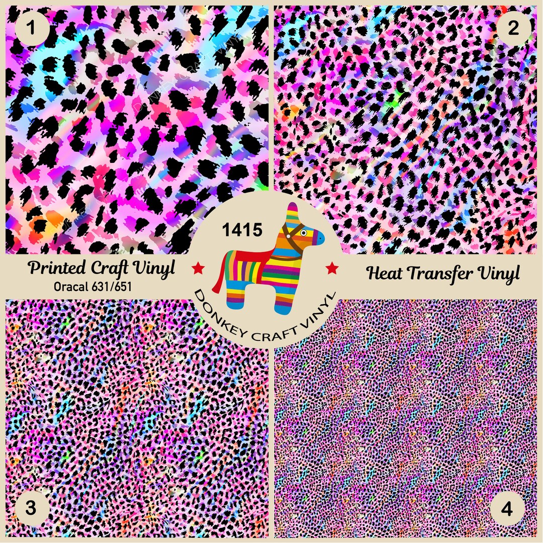 Pastel Ombre Leopard Printed HTV, Iron On, Adhesive Craft Vinyl ...