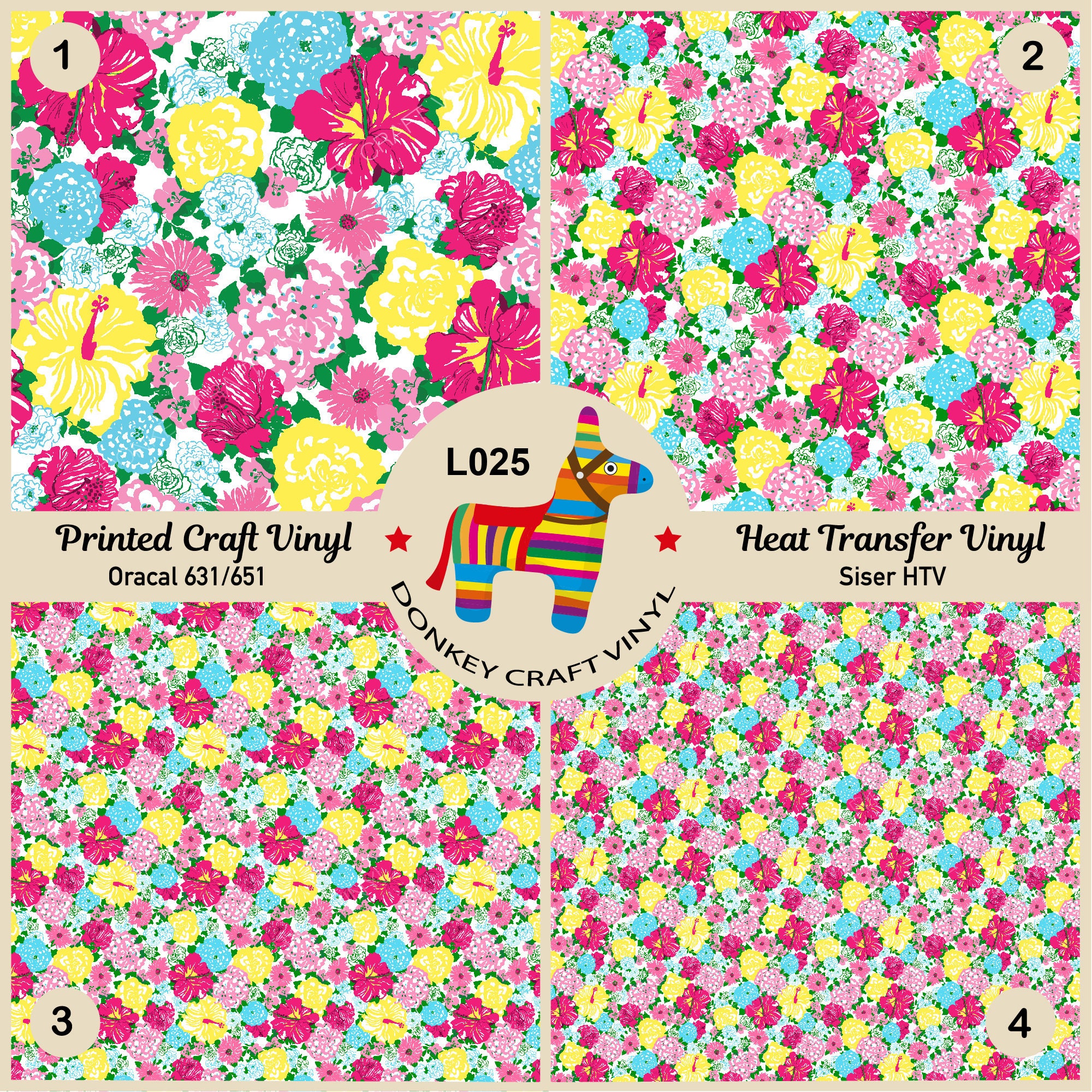 Floral Pattern Vinyl Glitter HTV Patterned Iron on Vinyl - Etsy