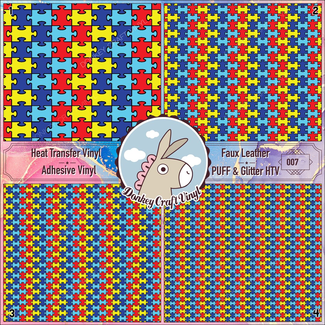 Autism Puzzle Printed HTV, Pattern Vinyl, Pattern HTV, Iron on Puff ...
