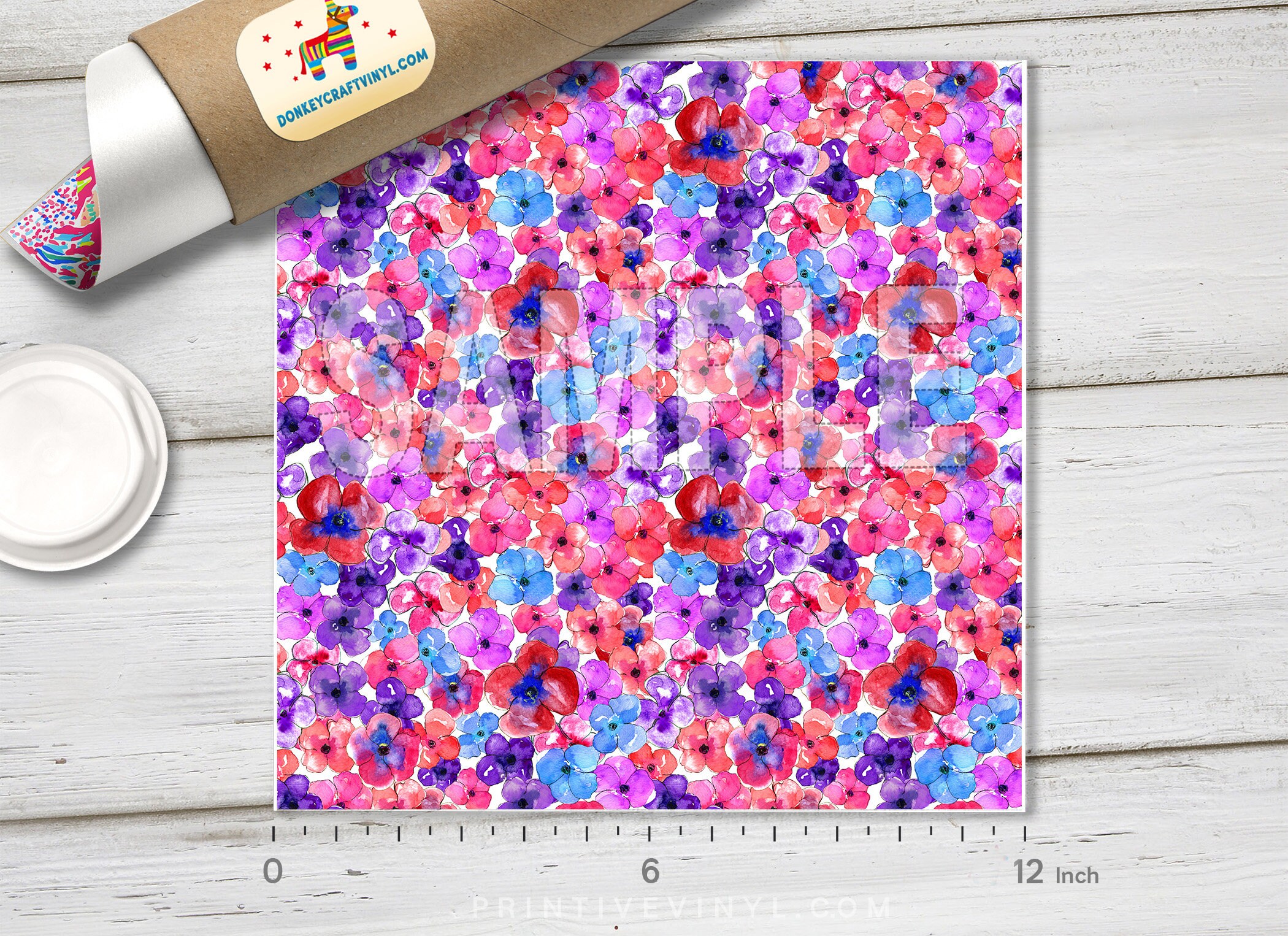 Watercolor Flower Printed HTV Pattern Vinyl Patterned HTV - Etsy