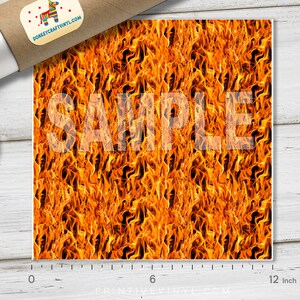 Patterned Vinyl |fire Flame on Black Background Printed HTV, Iron on ...