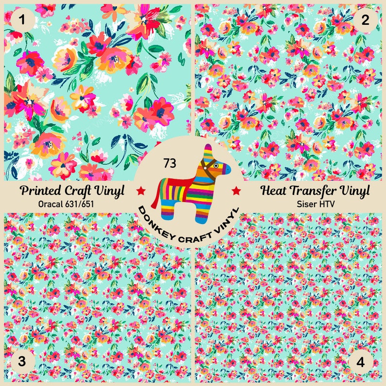 Painted Flowers Printed HTV Pattern HTV Iron on Vinyl Siser - Etsy