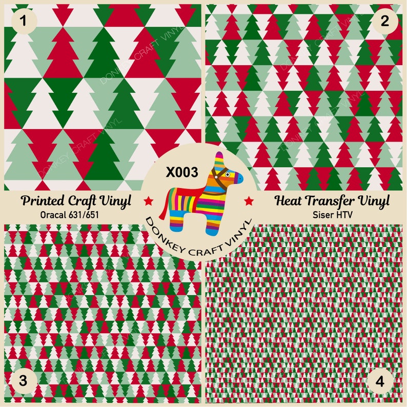 Christmas Tree Printed HTV Pattern Vinyl Glitter HTV Siser - Etsy