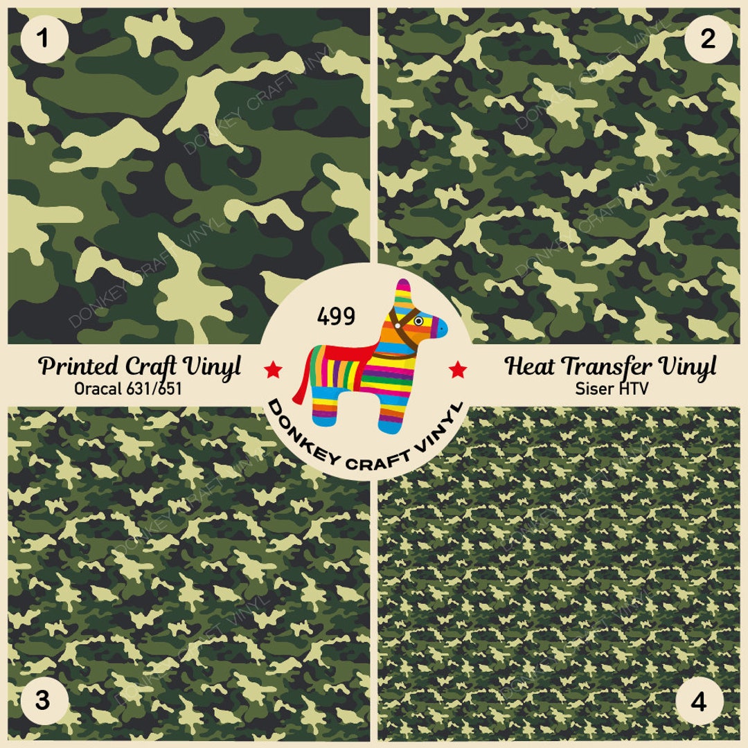 Military Camouflage Printed HTV, Pattern Vinyl, Glitter HTV, Faux ...