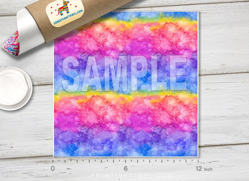 Rainbow Ombre Watercolor Printed HTV, Pattern Vinyl, Iron on Vinyl ...