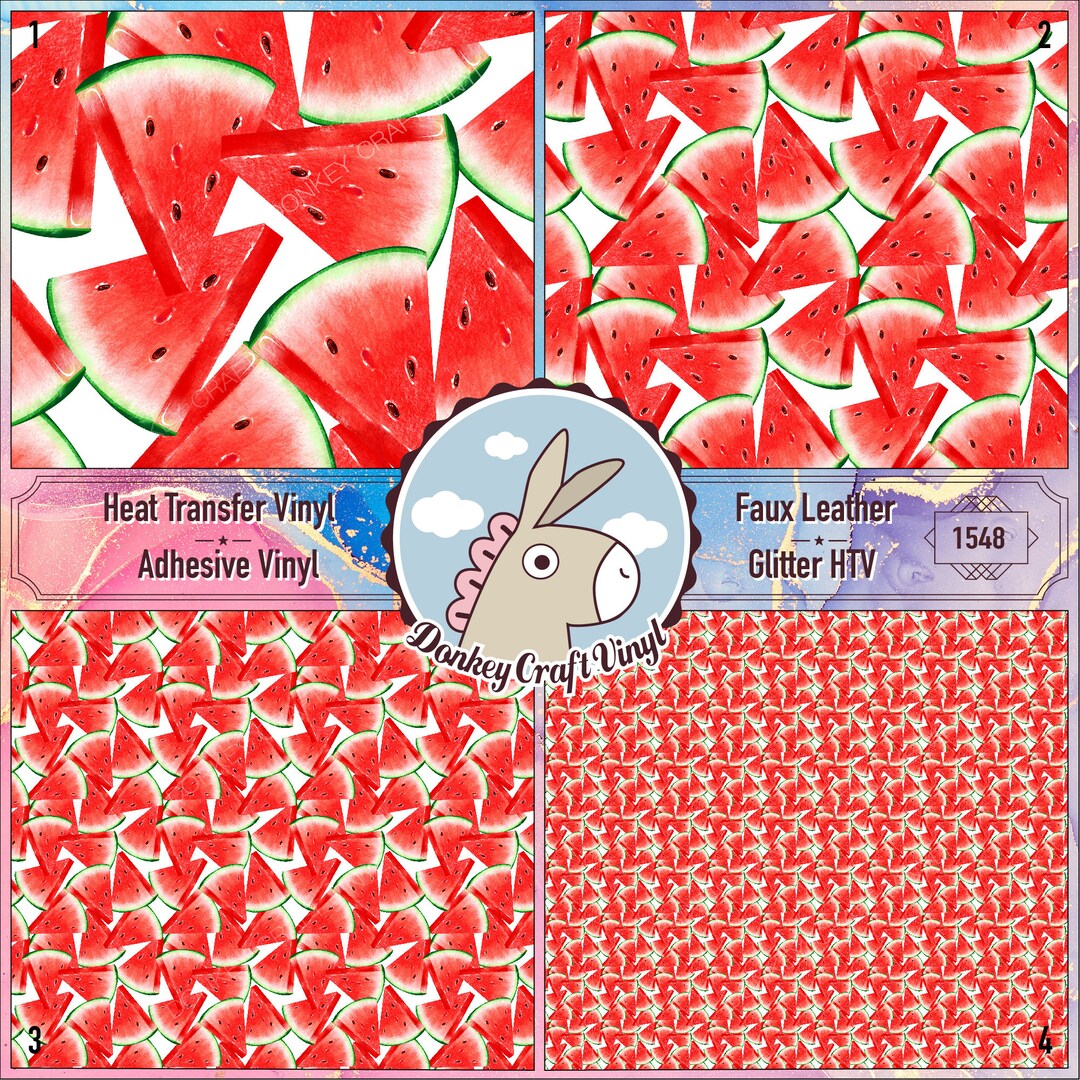 Tropical Watermelon Fruit Pattern HTV, Iron on Vinyl, Faux Leather ...