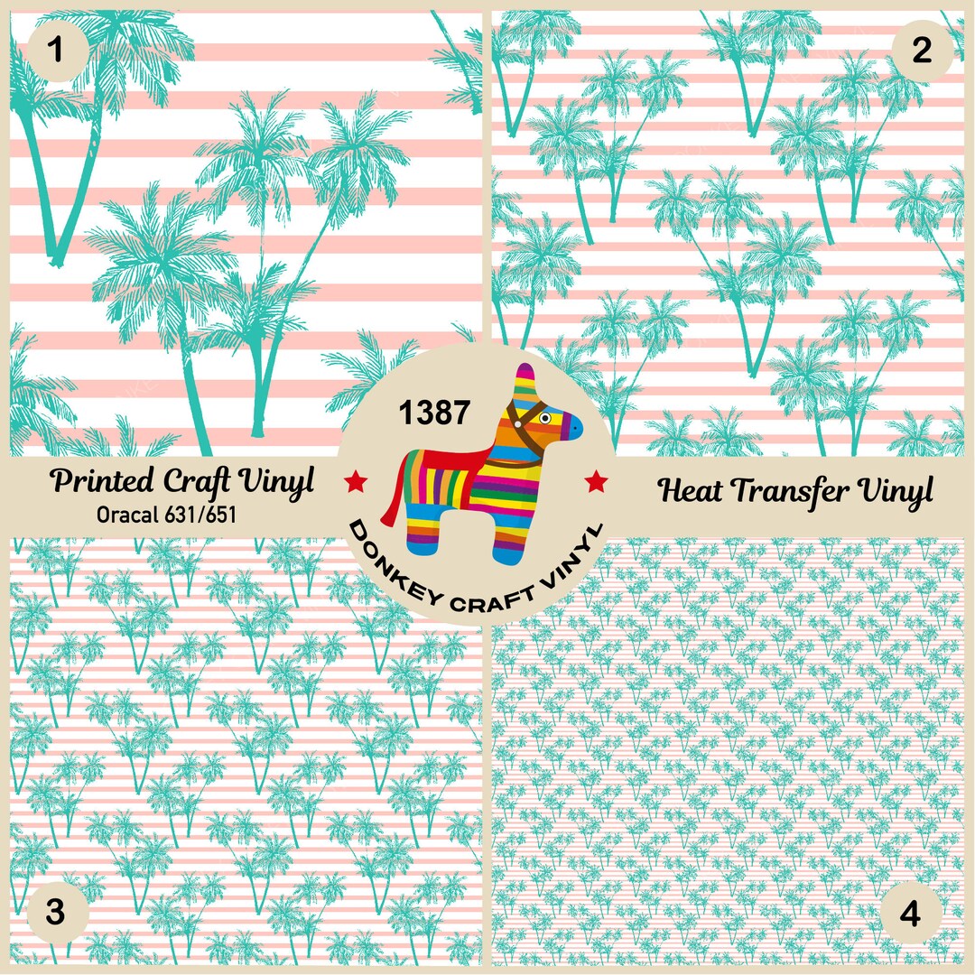 Tropical Palm Tree Leaves Printed HTV, Pattern Vinyl, Glitter HTV, Faux ...