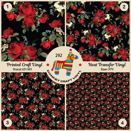 Dark Shabby Rose Printed Vinyl Adhesive Vinyl Heat Transfer - Etsy