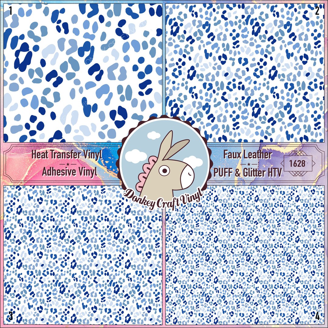 Blue Leopard HTV Printed Pattern HTV, Iron on Vinyl, Puff Heat Transfer ...