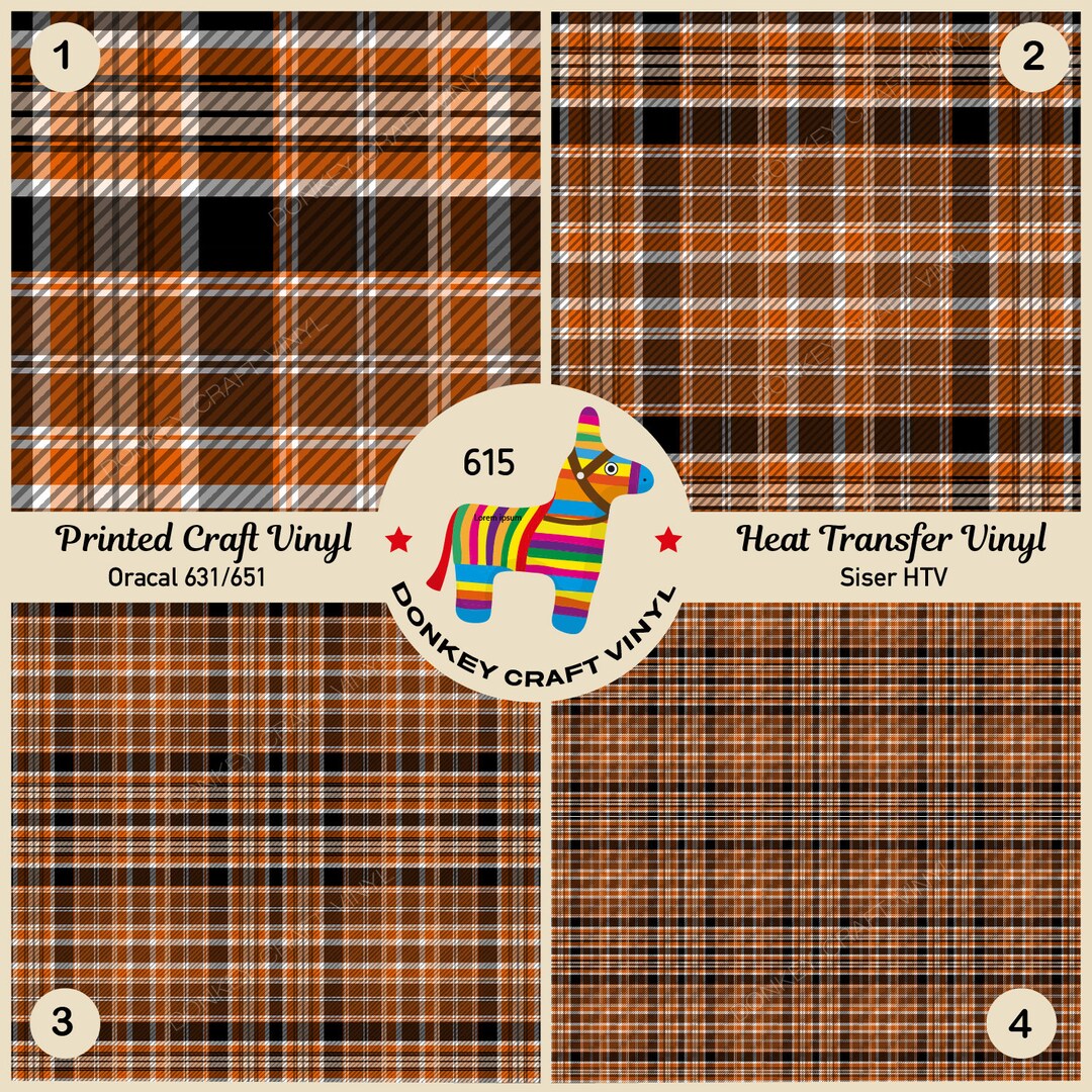 Halloween Tartan Plaid Printed HTV, Pattern Vinyl, Pattern HTV, Glitter ...