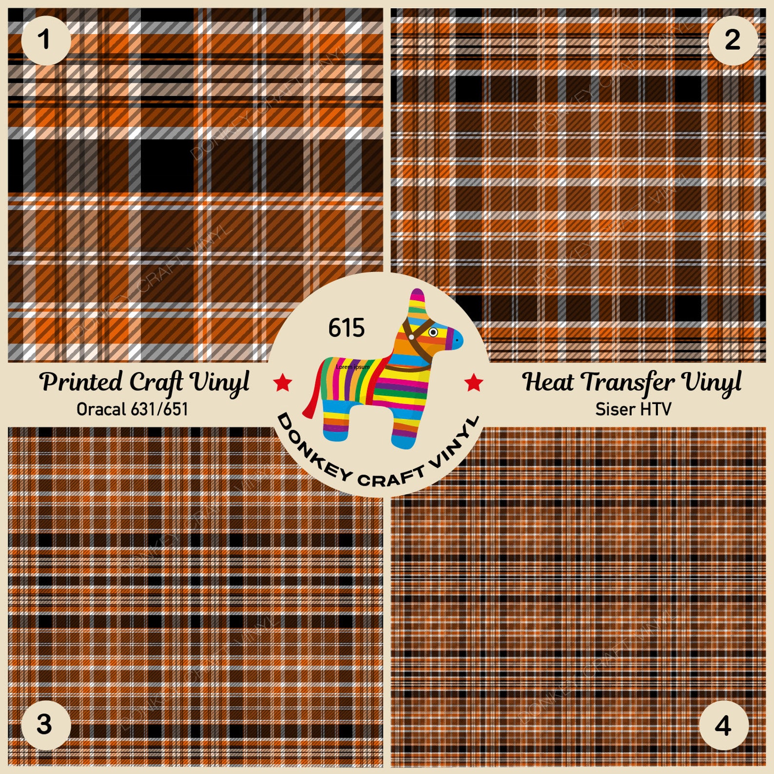 Halloween Tartan Plaid Printed HTV, Pattern Vinyl, Pattern HTV, Glitter ...
