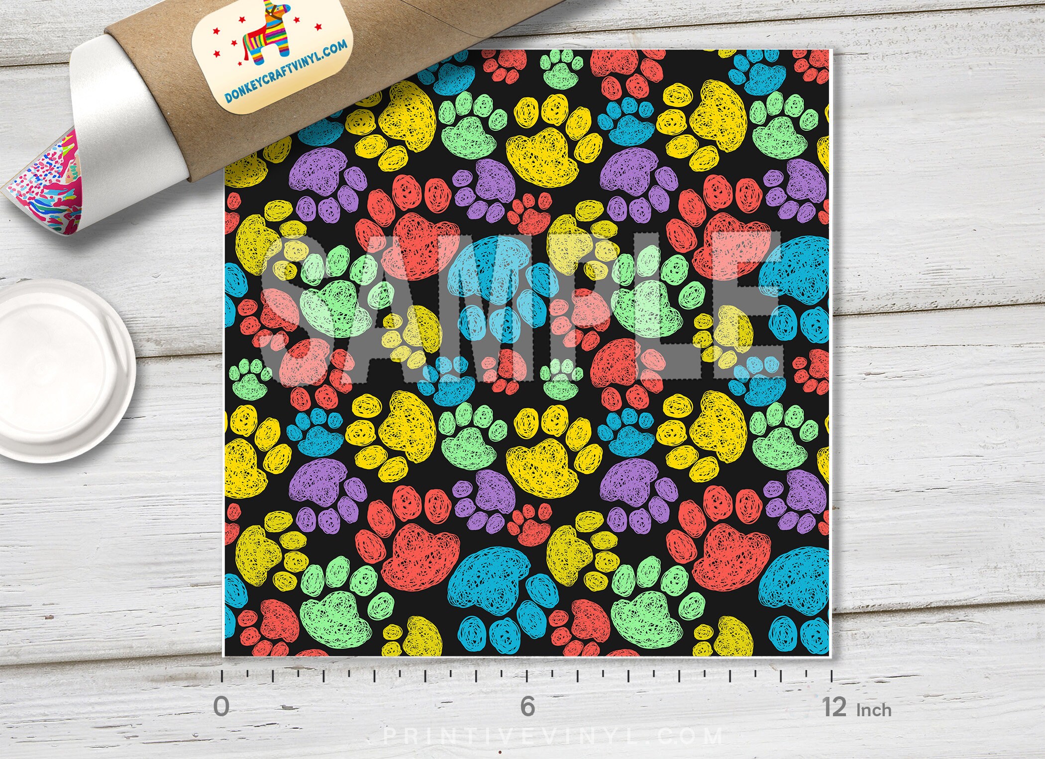 Patterned Vinyl Paw Prints Drawing Printed HTV Adhesive - Etsy