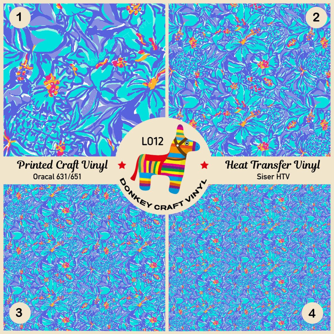 Hawaiian Flower Printed HTV, Pattern Vinyl, Glitter HTV, Patterned Iron ...