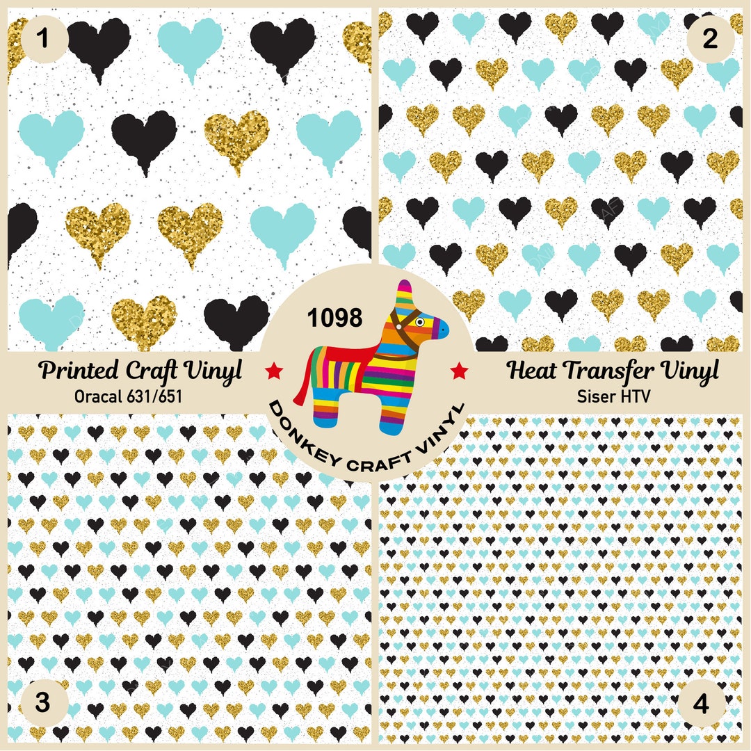 Colorful Love Heart Printed HTV| Faux Leather, Puff Heat Transfer Vinyl ...