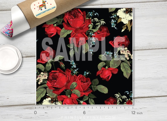 Vintage Rose Wallpaper Black