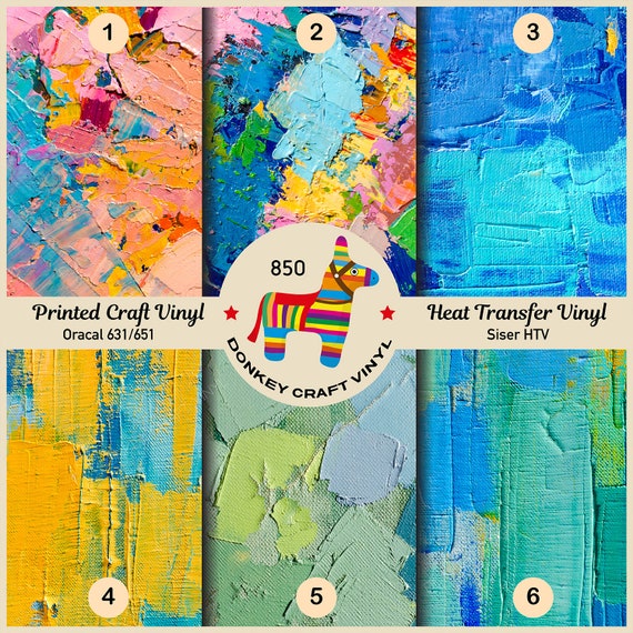 Abstract Colorful Oil Painting Printed HTV Pattern Vinyl | Etsy