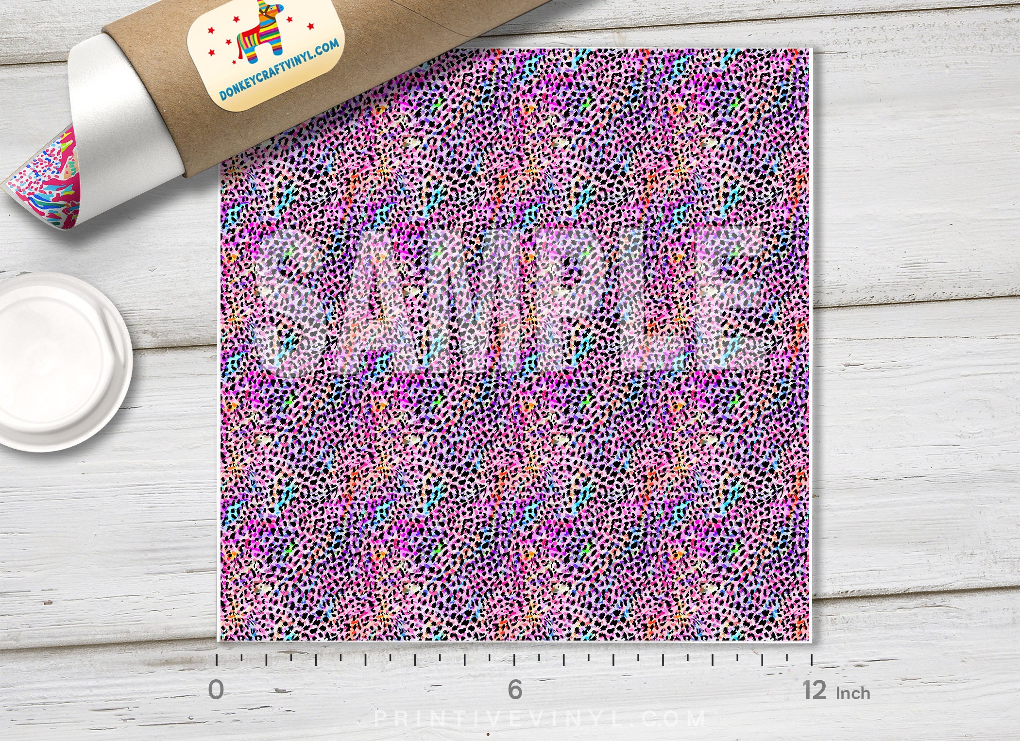 Pastel Ombre Leopard Printed HTV, Iron On, Adhesive Craft Vinyl ...