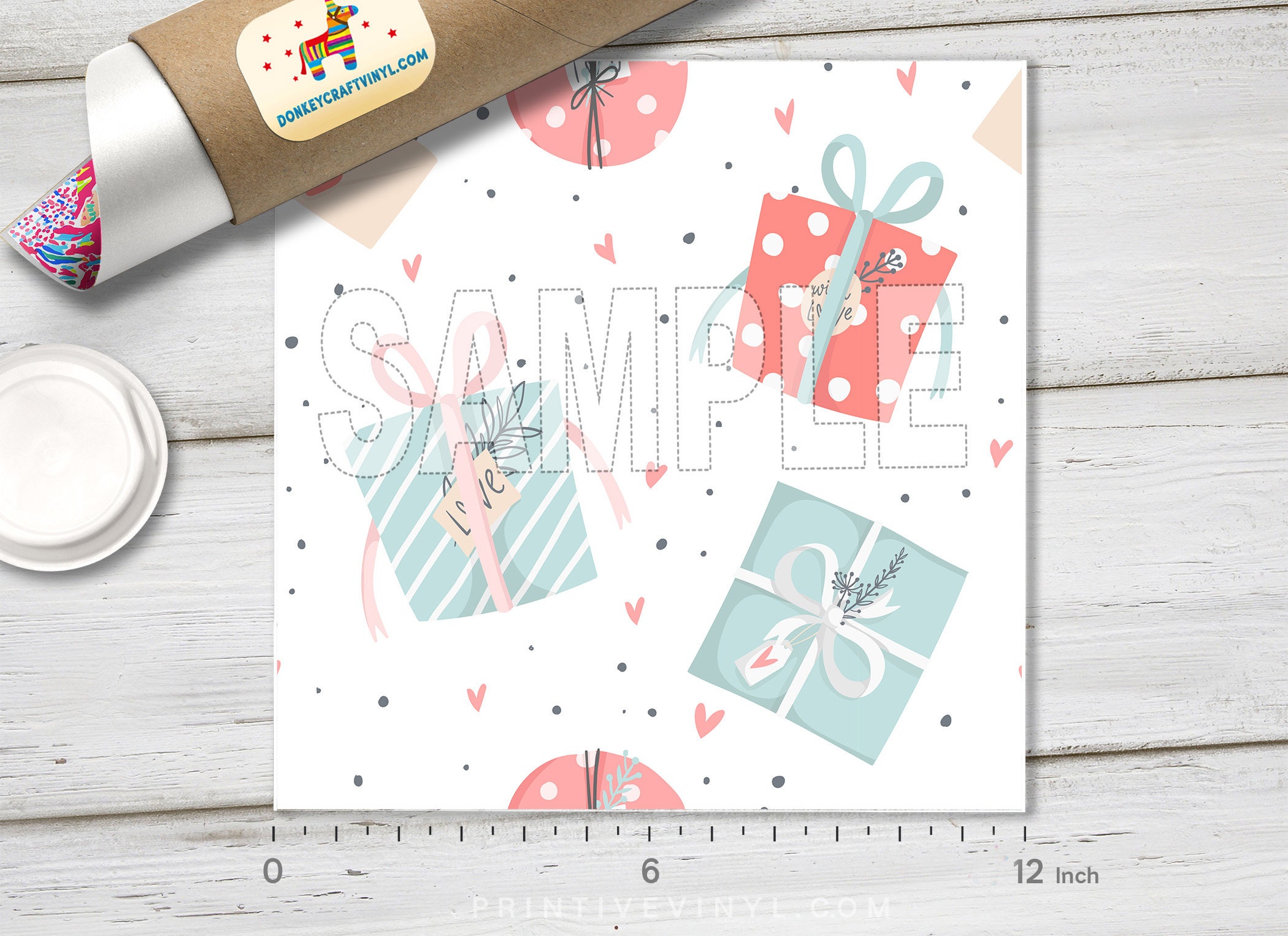 Gift Box, Presents, Hearts Printed HTV| Faux Leather, Puff Heat ...