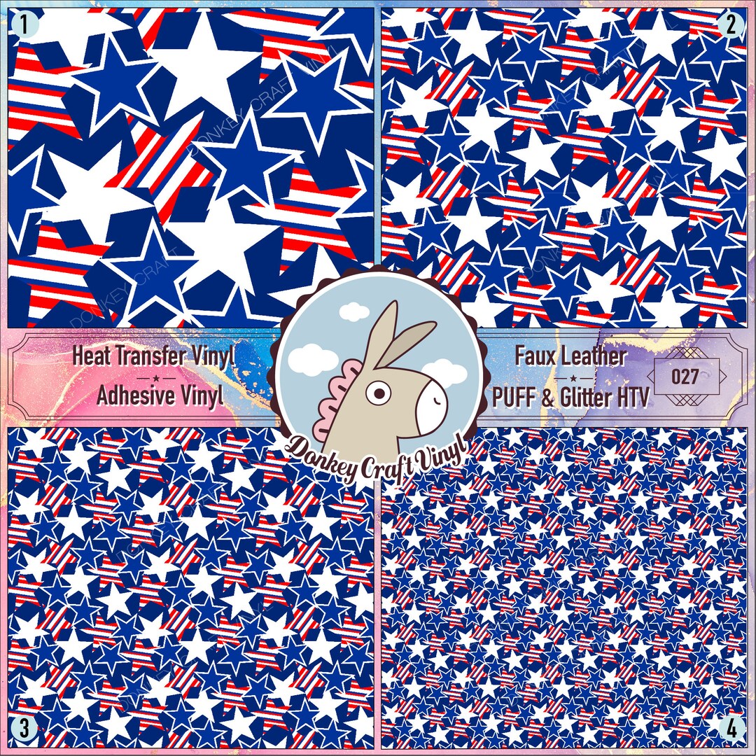 USA Stars Printed HTV, Pattern Vinyl, Patterned HTV, Faux Leather, Puff ...