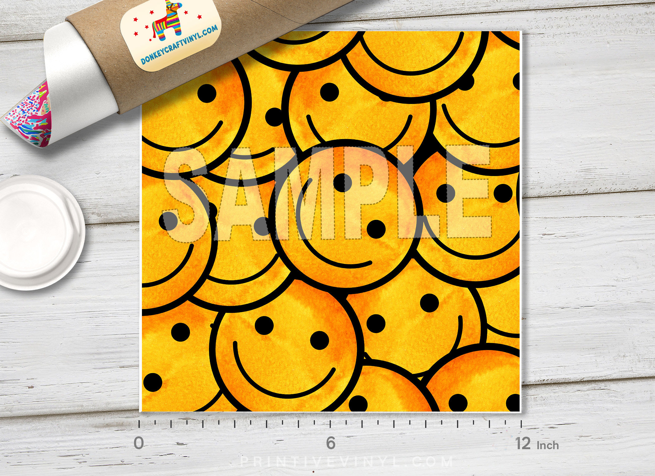 Smile Face Emoji Printed HTV, Pattern Vinyl, Patterned Vinyl, Faux ...