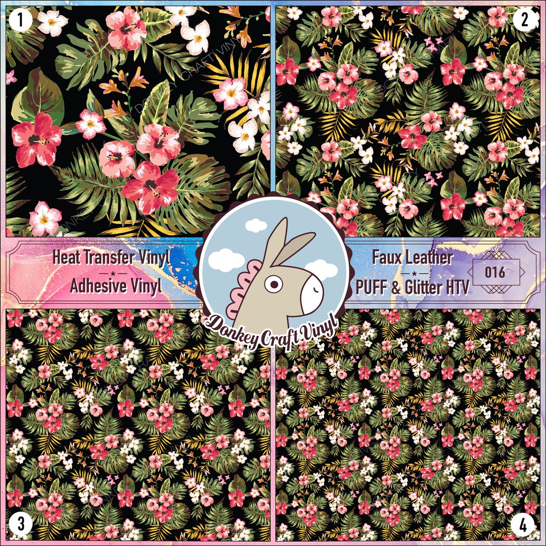 Tropical Flower Printed HTV, Pattern HTV, Pattern Vinyl, Glitter HTV ...
