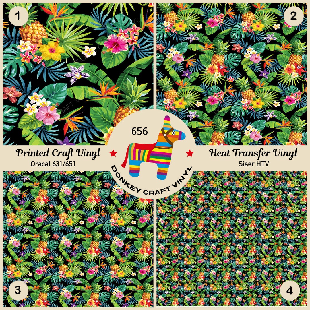 Tropical Pineapples, Palm Leaves Printed HTV, Pattern Vinyl, Glitter ...