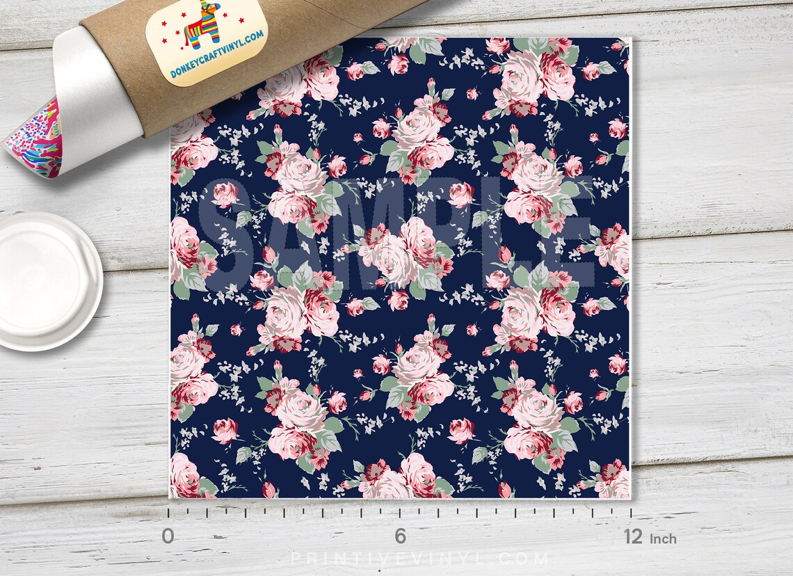 Vintage Roses Printed HTV Pattern Vinyl Siser Heat Transfer - Etsy