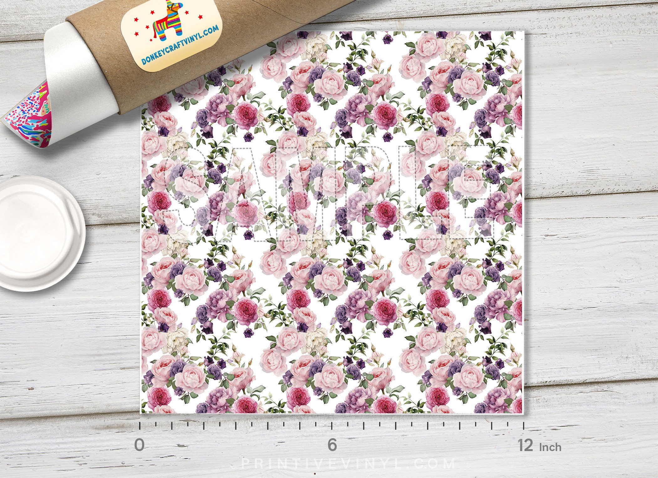 Watercolor Pink Rose Flowers Printed Vinyl, Glitter HTV, Pattern Vinyl ...