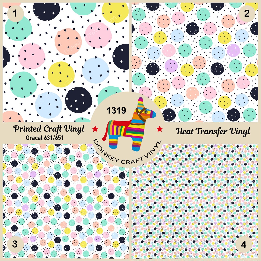 Polka Dots, Dotted Pattern Printed HTV, Pattern Vinyl, Iron on Vinyl ...