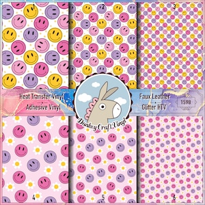 Retro Smile Emoji Pattern HTV, Iron on Vinyl, Heat Transfer Vinyl ...