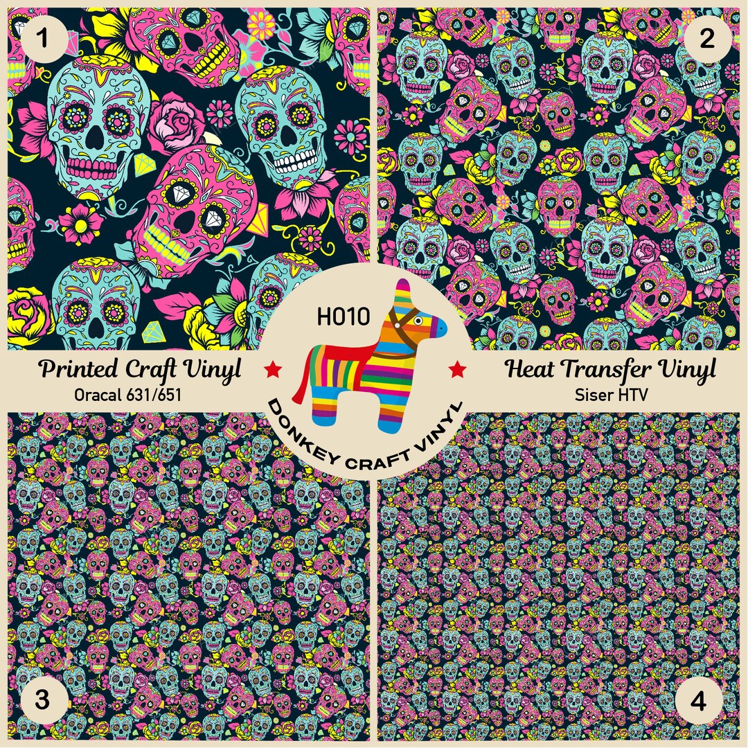 Halloween Sugar Skull Printed HTV, Pattern HTV, Pattern Vinyl, Faux ...