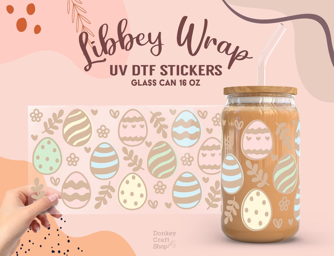 Easter Eggs UV Dtf, Ready to Transfer, Libbey Glass Can Wrap, UV Dtf ...