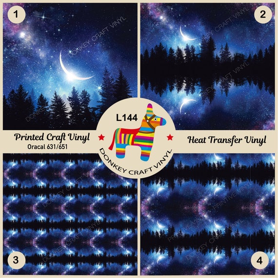 Starry Night in the Forest Pattern Printed HTV Glitter HTV - Etsy