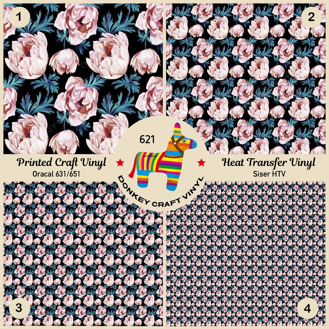 Watercolor Windflower Drawing Printed HTV, Pattern Vinyl, Patterned HTV ...