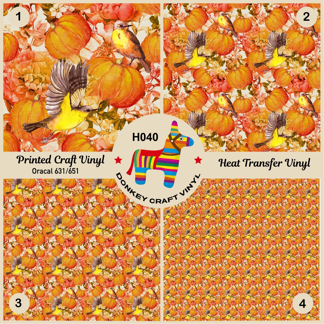 Watercolor Thanksgiving Pumpkins Pattern Printed HTV, Pattern Glitter ...