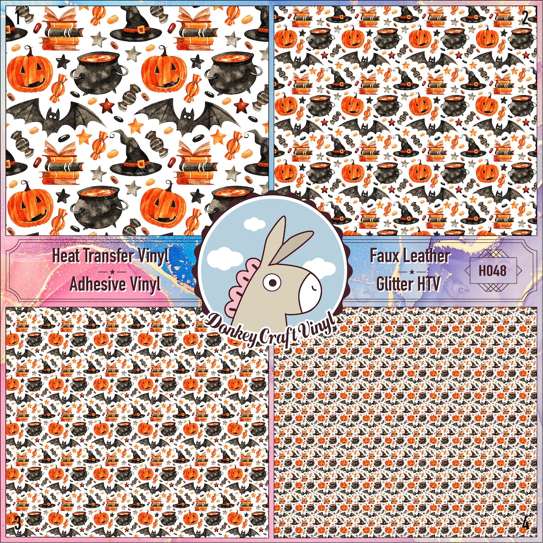 Halloween Pumpkin Pattern Printed HTV, Pattern Glitter HTV, Pattern ...