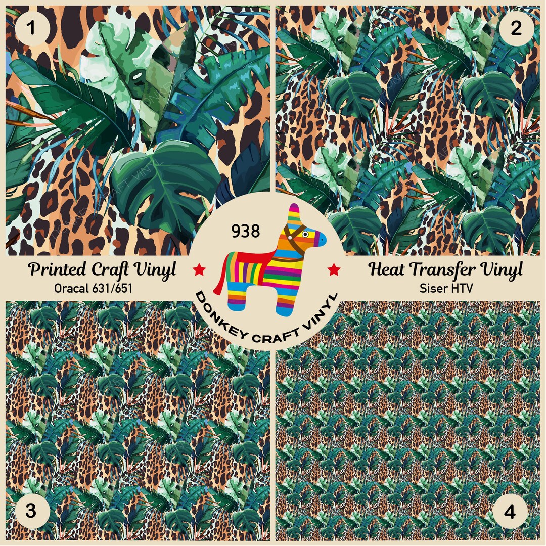 Leopard and Tropical Leaves Printed HTV, Patterned Vinyl, Iron on Vinyl ...