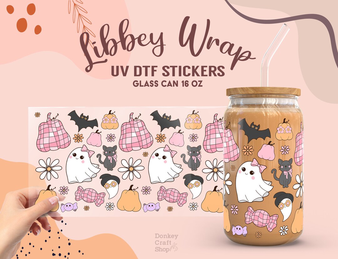 Halloween UV Dtf, Ready to Transfer, Libbey Glass Can Wrap, UV Dtf Cup ...