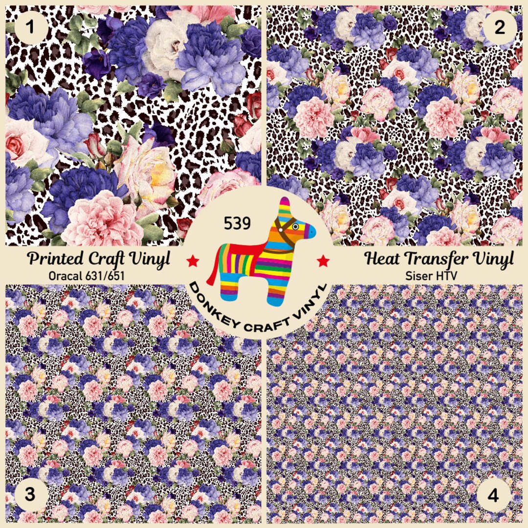 Flower and Leopard Printed HTV, Pattern Vinyl, Iron on Vinyl, Glitter ...