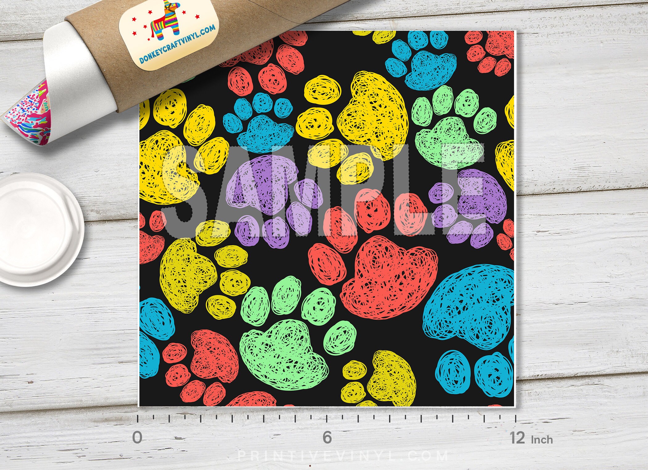 Patterned Vinyl Paw Prints Drawing Printed HTV Adhesive - Etsy