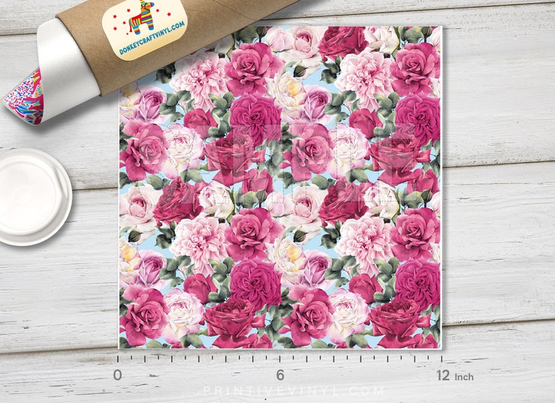 Watercolor Flower Printed HTV Pattern Vinyl Iron on Vinyl - Etsy