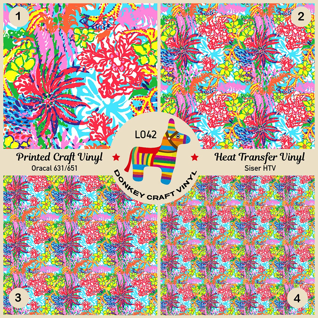 Summer Flower Pattern Vinyl, Glitter HTV, Patterned Iron on Vinyl, Faux ...