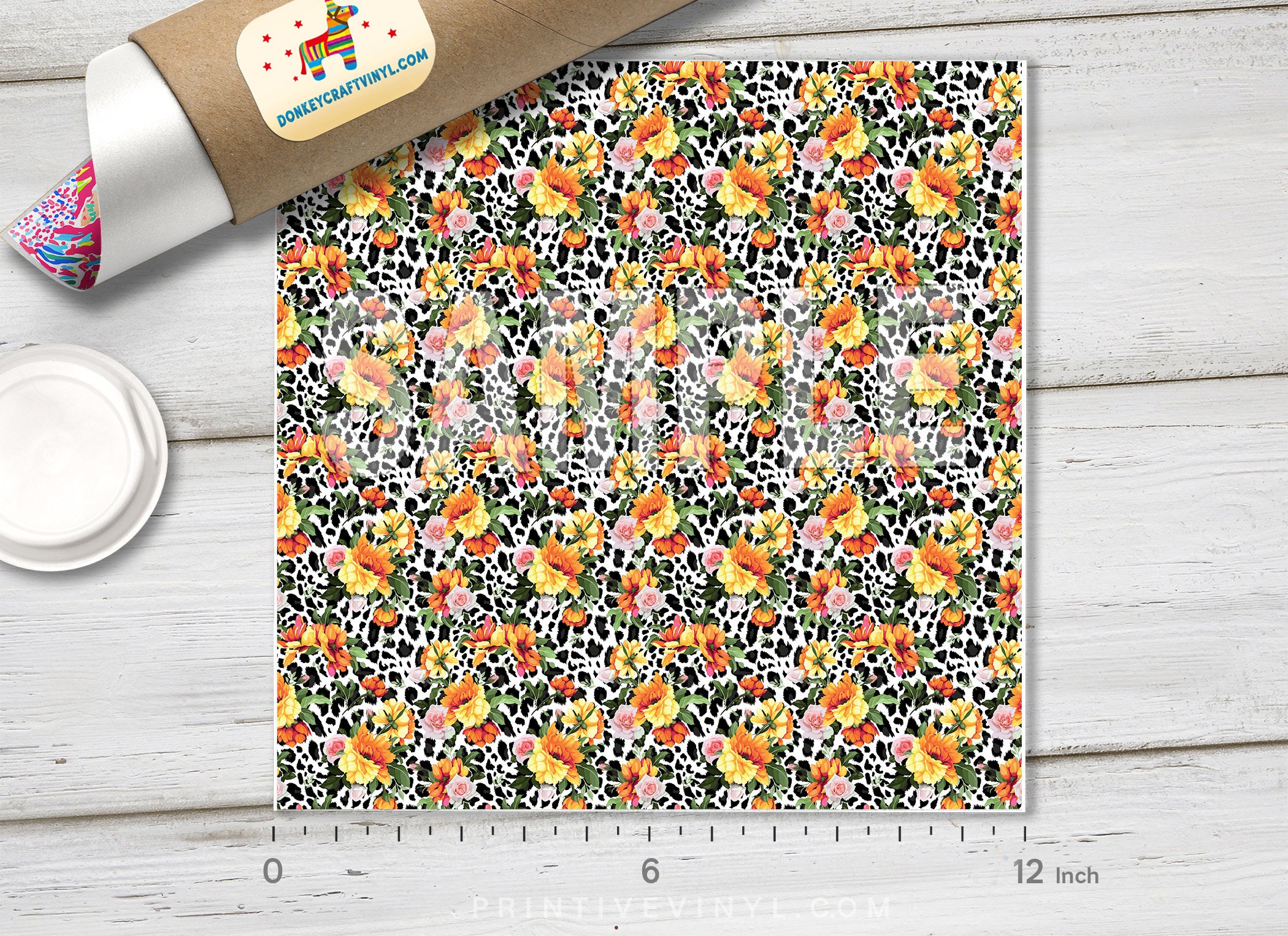Leopard Flower Printed HTV, Pattern Vinyl, Iron on Vinyl, Glitter HTV ...